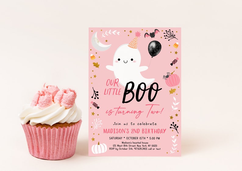 Editable Little Boo Birthday Invitation BOO Turning Two - Etsy