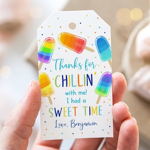 Editable Popsicle Birthday Thank You Tags Favor Tags Rainbow Popsicle ...
