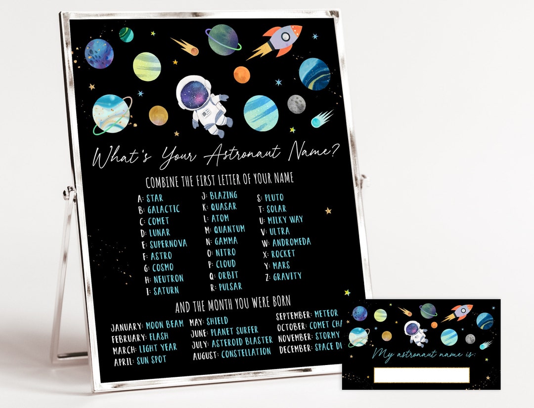 What's Your Astronaut Name Game Space Birthday Astronaut - Etsy