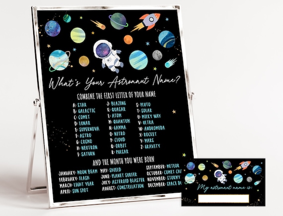What's Your Astronaut Name Game Space Birthday Astronaut Birthday ...