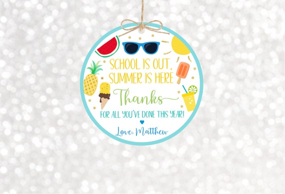 Editable Teacher Appreciation Gift Tag Thank You Tag Summer Blue Gold ...