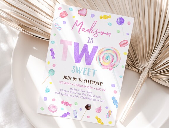 Editable TWO Sweet Birthday Invitation Two Sweet Birthday | Etsy