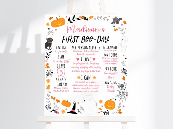 Editable Halloween First Birthday Milestone Sign First Boo-day - Etsy