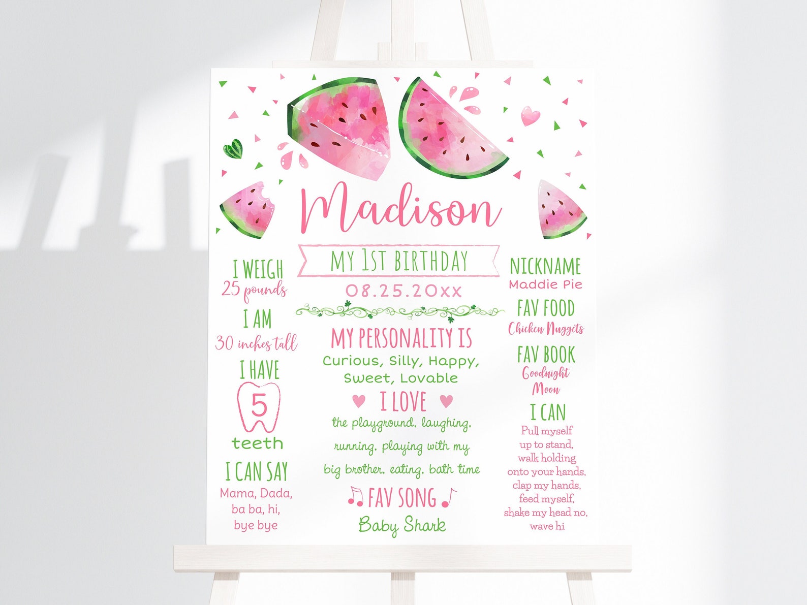 Editable Watermelon Birthday Milestone Poster Watermelon First - Etsy