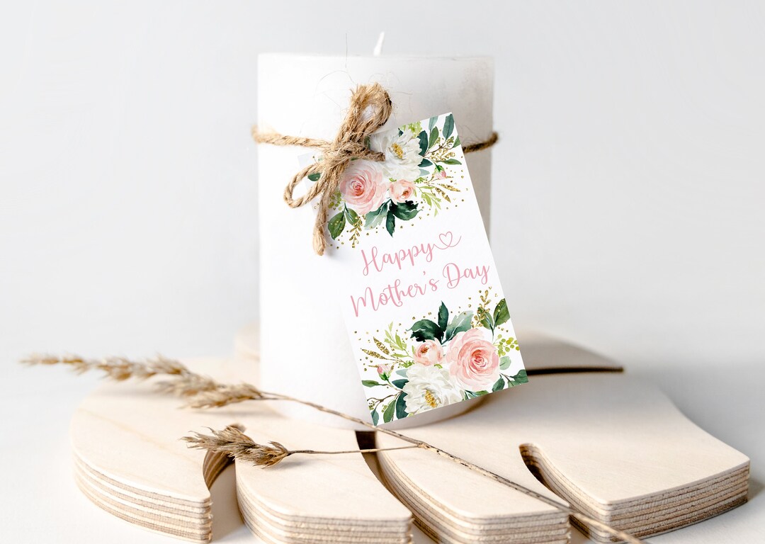 Happy Mother's Day Tag Favor Tag Mothers Day Gift Tag Pink Gold Floral ...