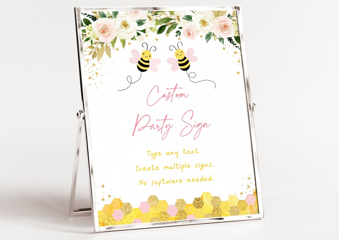 Editable Bee Birthday Party Sign Table Sign Little Honey Bee - Etsy