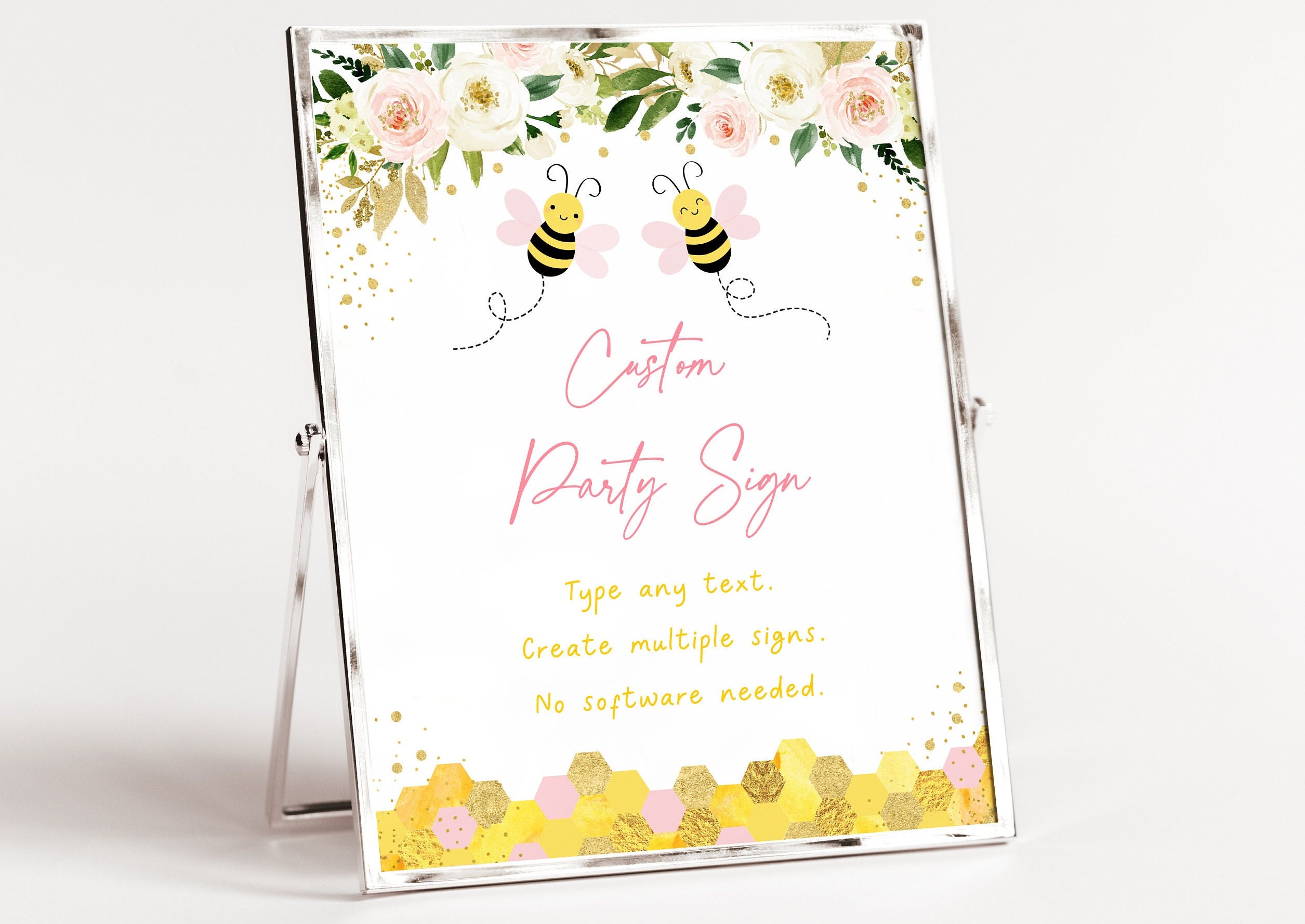 Editable Bee Birthday Party Sign Table Sign Little Honey Bee - Etsy