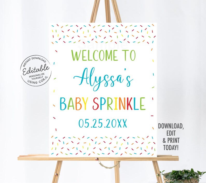 EDITABLE Blue Baby Sprinkle Welcome Sign Baby Boy Sprinkle - Etsy