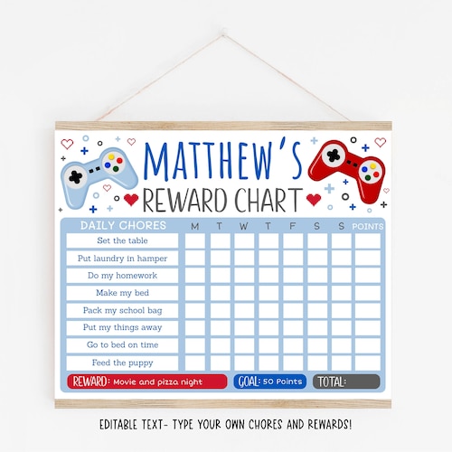 Printable Video Game Reward Chart Video Game Reward Chart - Etsy Australia