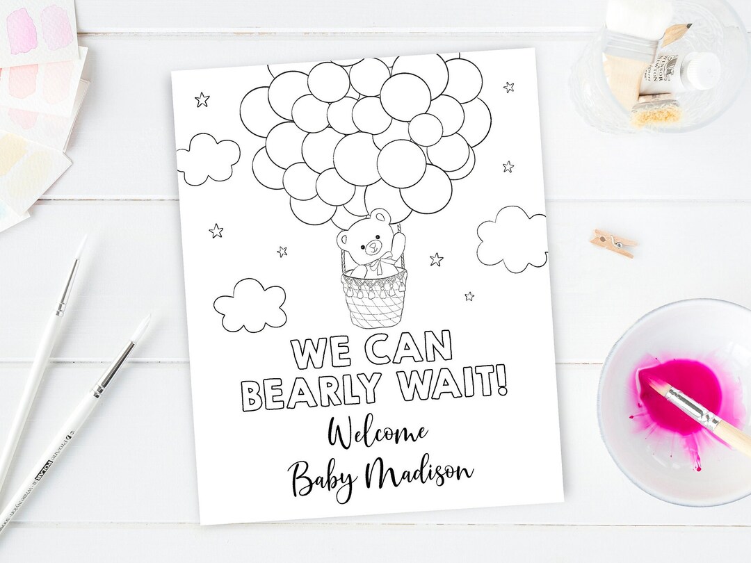 Editable Teddy Bear Birthday Coloring Page Teddy Bear Hot Air Balloon ...