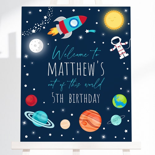 Outer Space Welcome Sign Set Astronaut Birthday Sign Bundle - Etsy