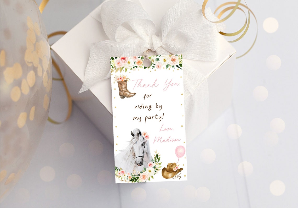 Editable Horse Birthday Thank You Tags Favor Tags Saddle up - Etsy