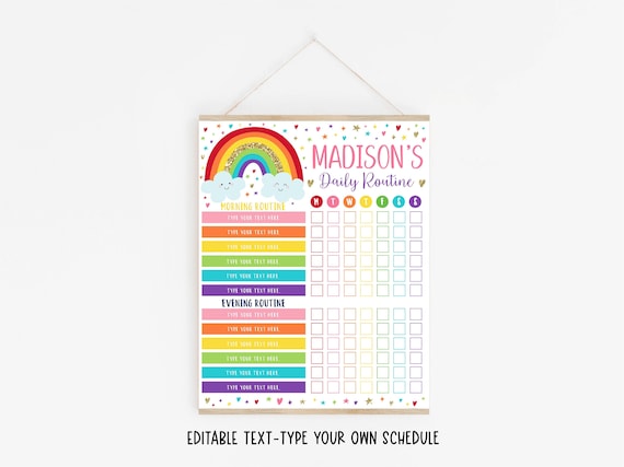 Editable Rainbow Daily Routine Chart Daily Schedule Morning & Evening ... Editable Rainbow Daily Routine Chart Daily Schedule Morning & Evening ...