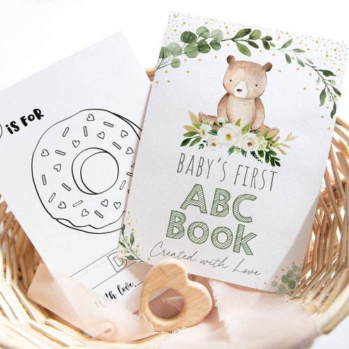 ABC Book Baby Shower Game Woodland Boho Alphabet Coloring Book - Etsy