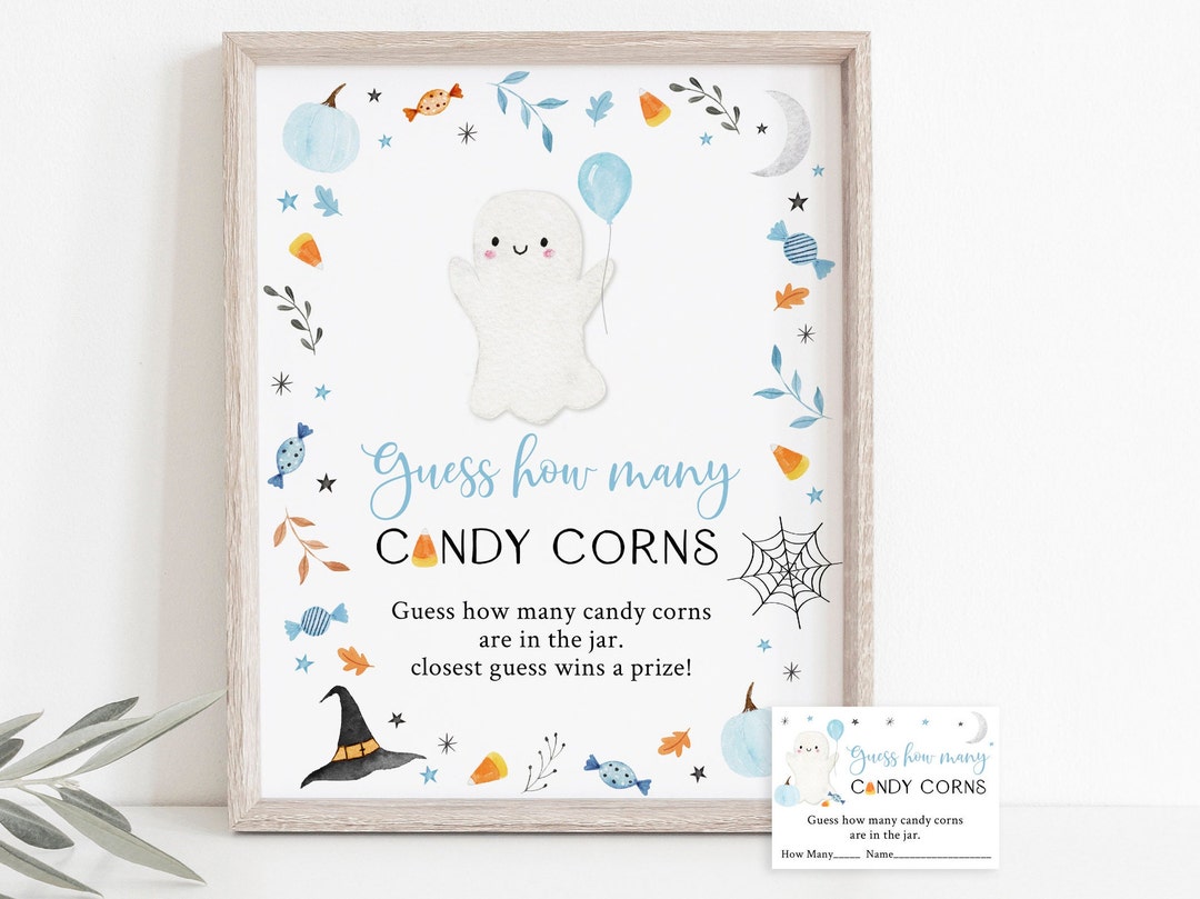 Blue Ghost Guess How Many Game Little Boo Birthday Candy Corn Guessing ...