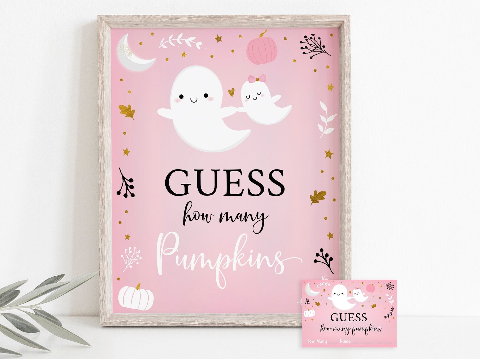Pink Ghost Guess How Many Pumpkins Game, Ghost Baby Shower Cute ...