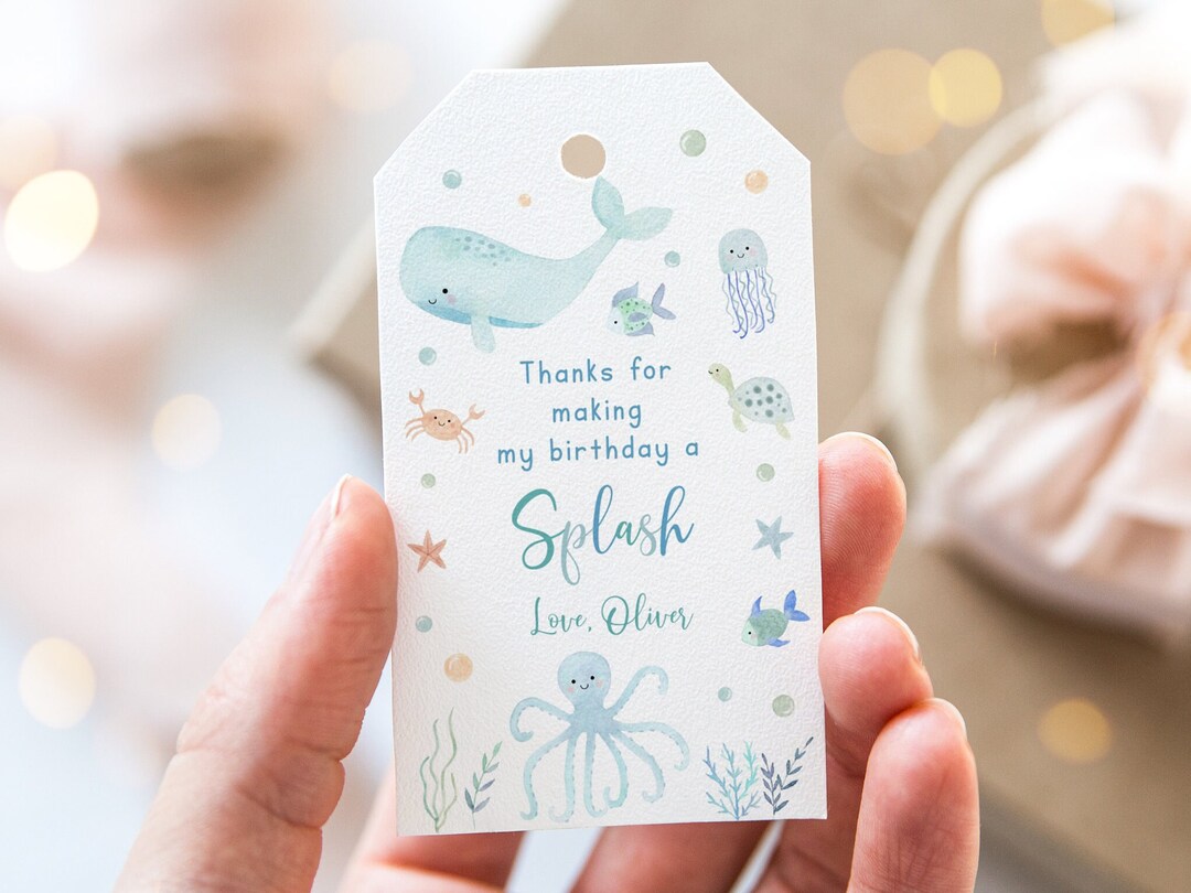 Editable Under the Sea Birthday Thank You Tag, Favor Tag, Oneder the ...