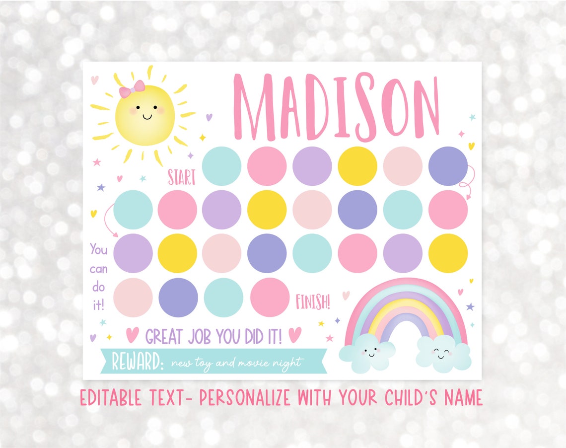 Editable Sunshine Rainbow Reward Chart Sunshine Sticker - Etsy Canada