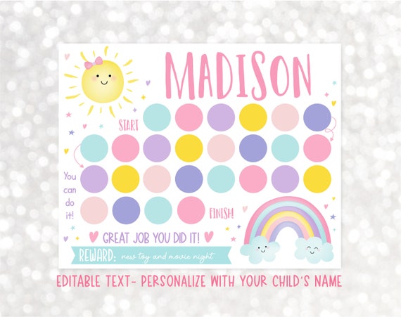 Editable Sunshine Rainbow Reward Chart, Sunshine Sticker Chart, Pastel ...