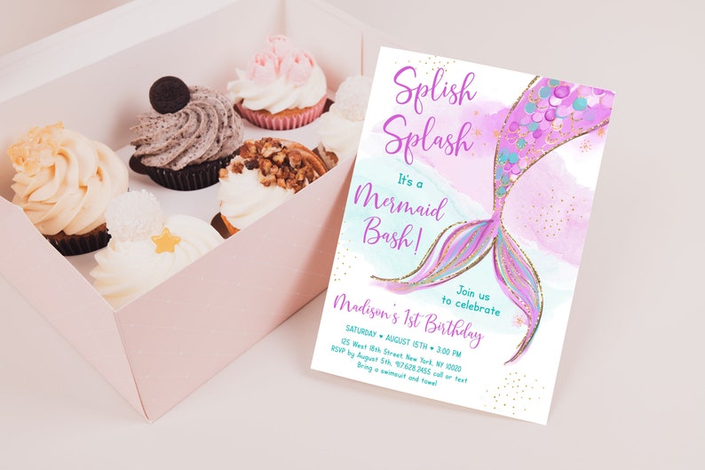 Editable Mermaid Birthday Invitation Mermaid Tail Birthday Invite Under ...