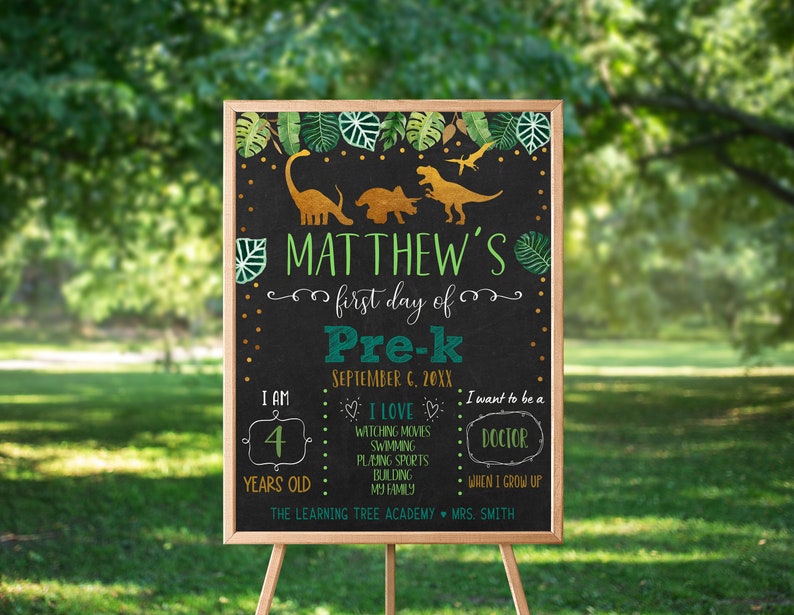 Editable Dinosaur First Day of Pre-k Sign First Day of - Etsy