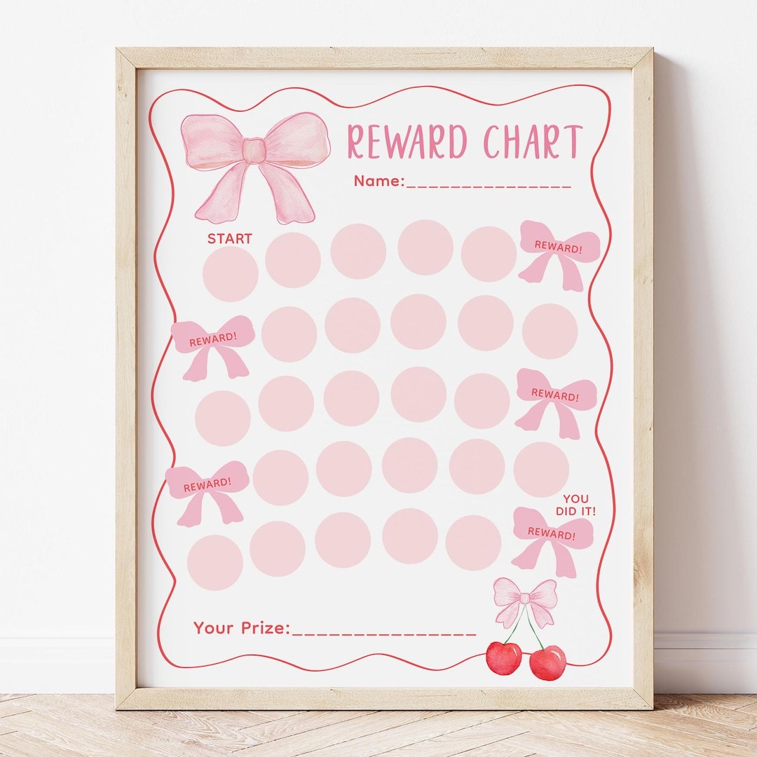 Pink Bow Reward Chart, Toddler Reward Chart, Reward Chart Printable ...