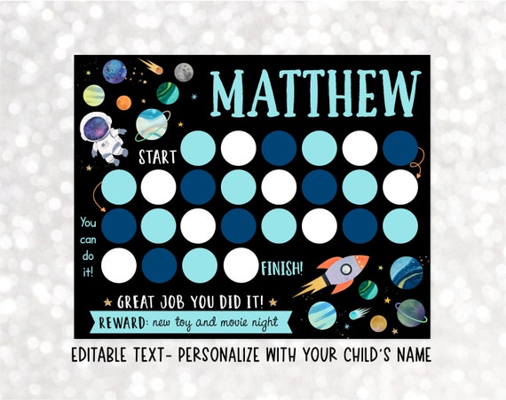 Editable Space Reward Chart, Astronaut Galaxy Planets Sticker Chart ...