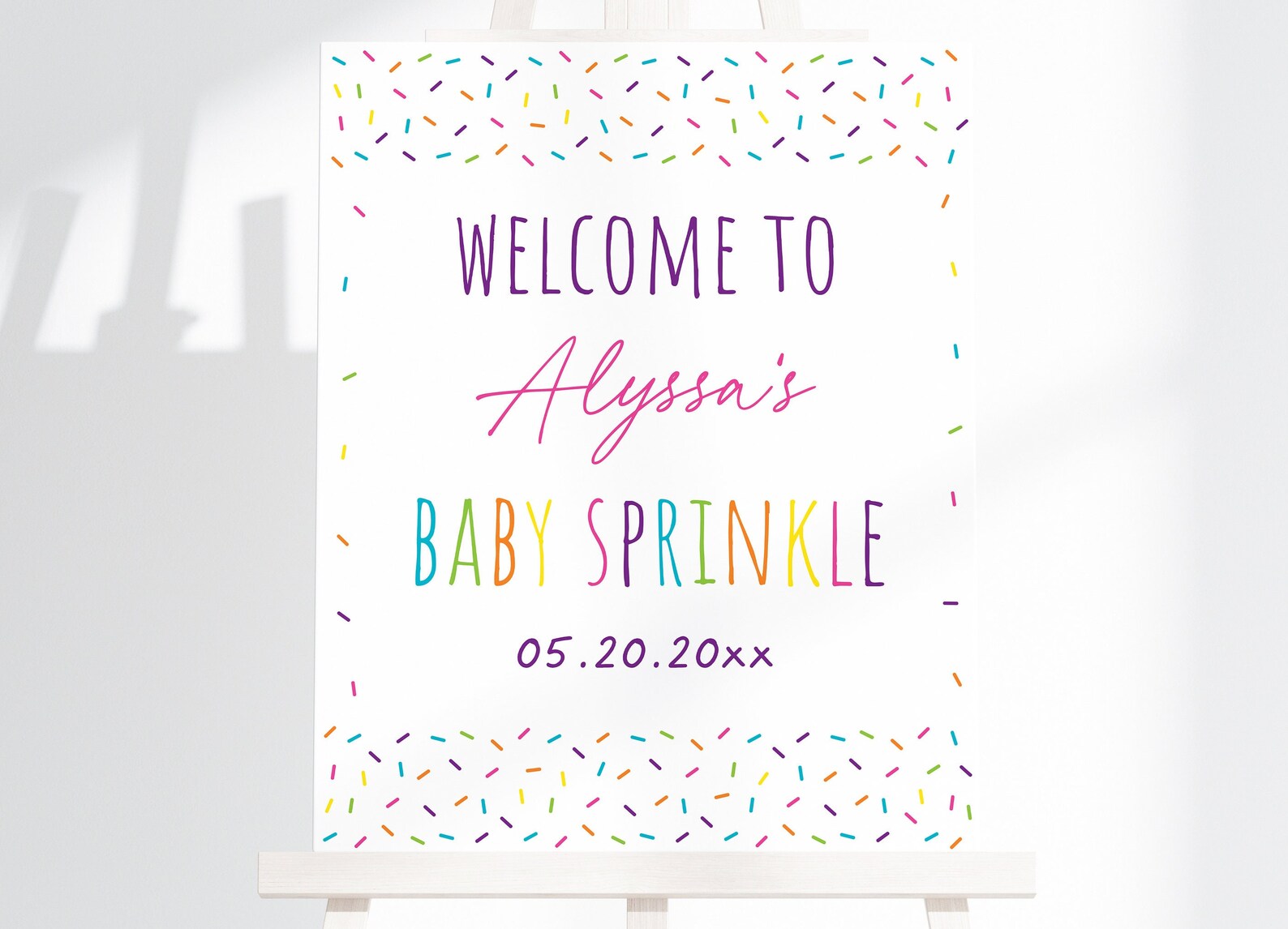 Editable Pink Baby Sprinkle Welcome Sign Baby Girl Sprinkle - Etsy