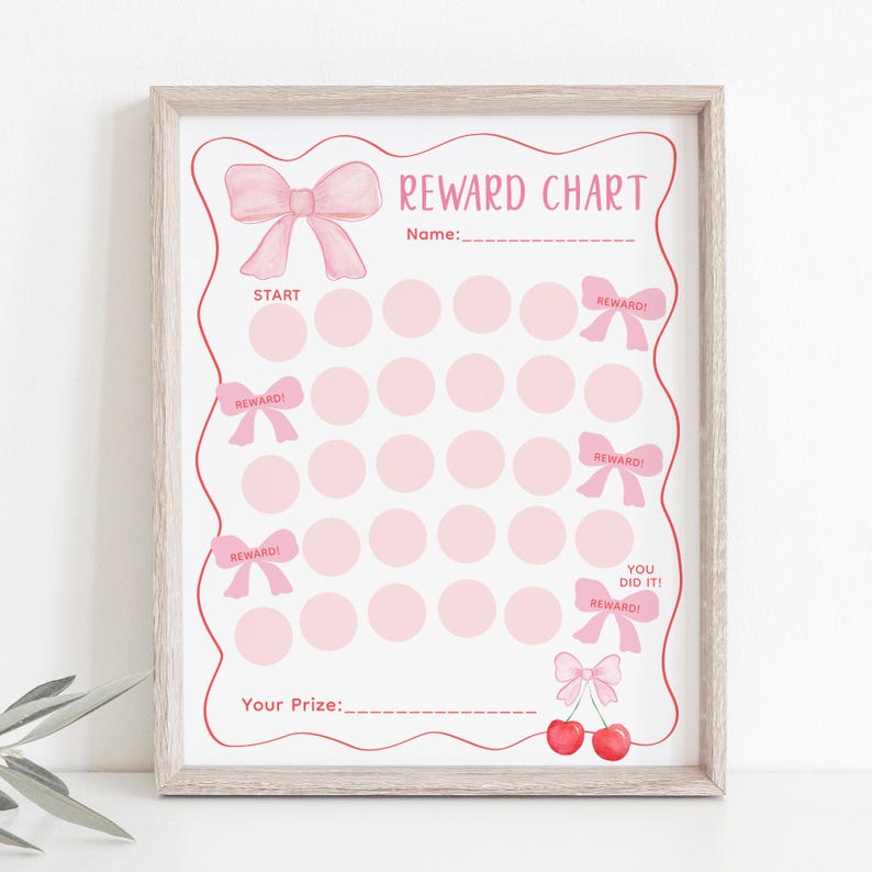 Pink Bow Reward Chart, Toddler Reward Chart, Reward Chart Printable ...