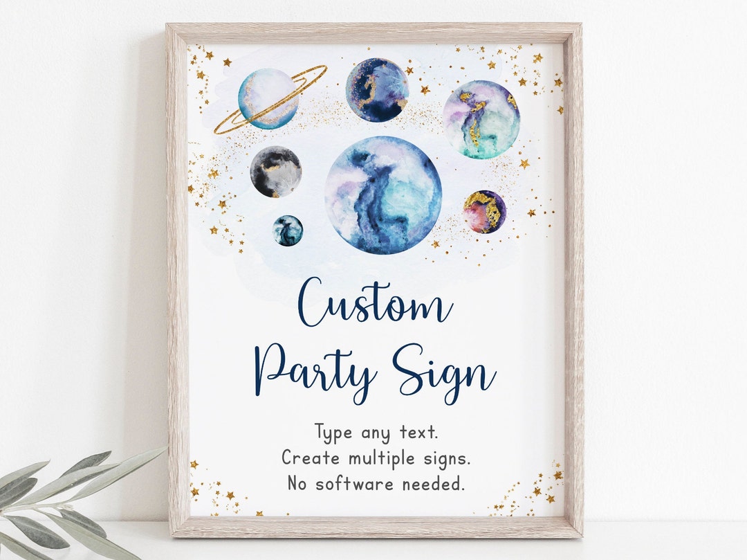 Editable Space Baby Shower Party Sign Galaxy Planets Outer - Etsy