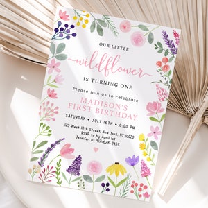Editable Wildflower Birthday Invitation Little Wildflower Birthday ...