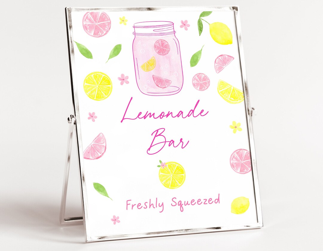 Lemonade Bar Birthday Sign Drinks Sign Pink Lemonade Party - Etsy