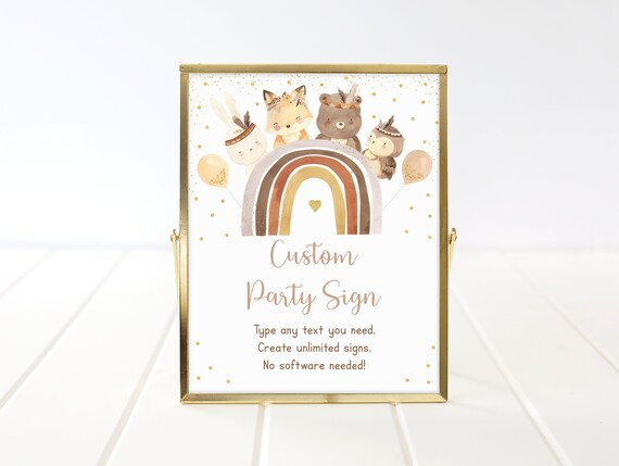 Editable Boho Woodland Baby Shower Sign Woodland Animals Party Sign ...