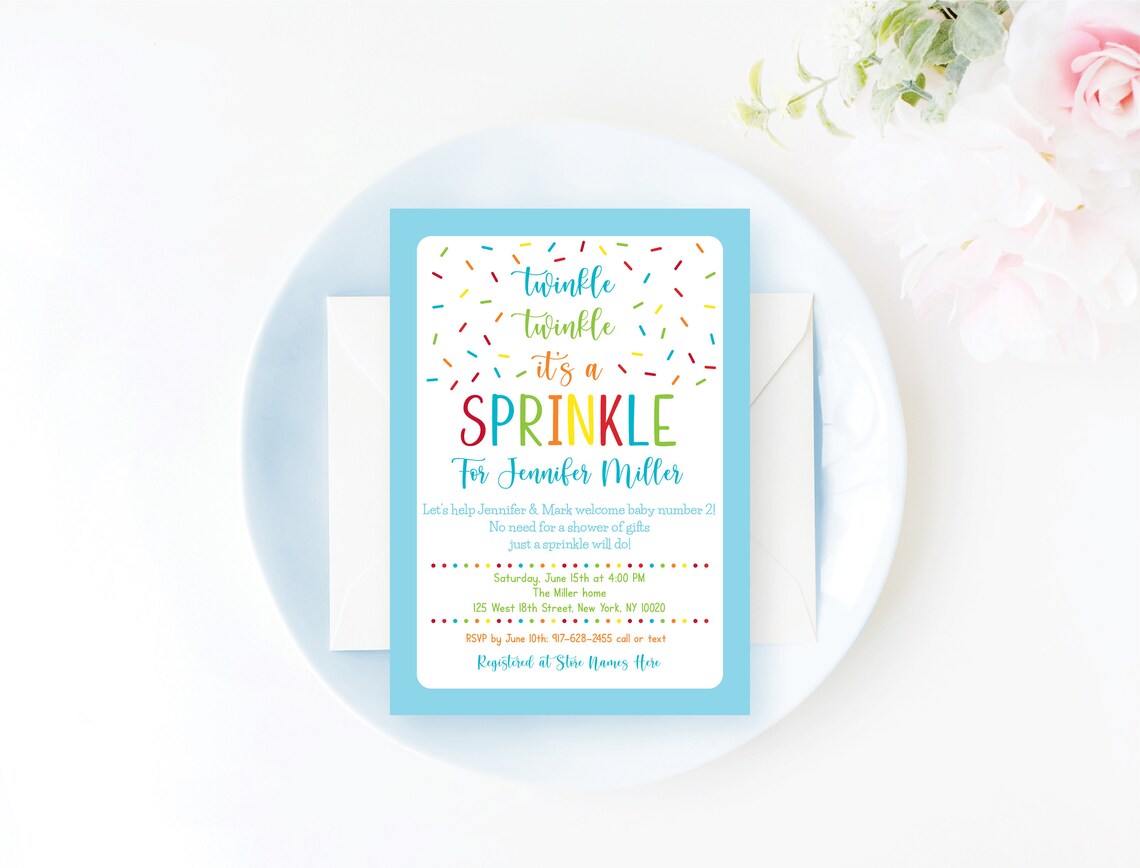 Editable Blue Baby Sprinkle Invitation Twinkle Sprinkle Baby - Etsy