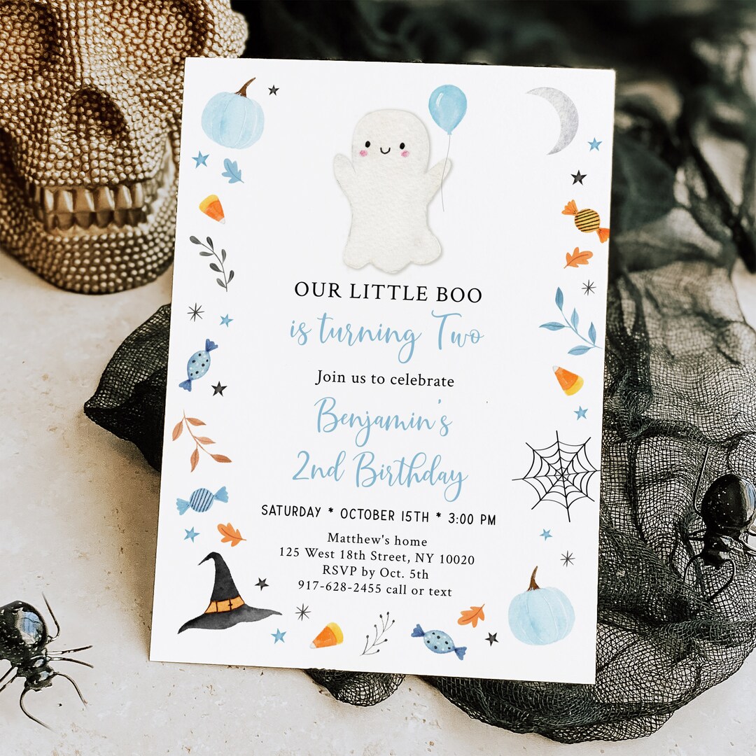 Editable Boo Ghost Second Birthday Invitation Boo Turning Two Invite ...