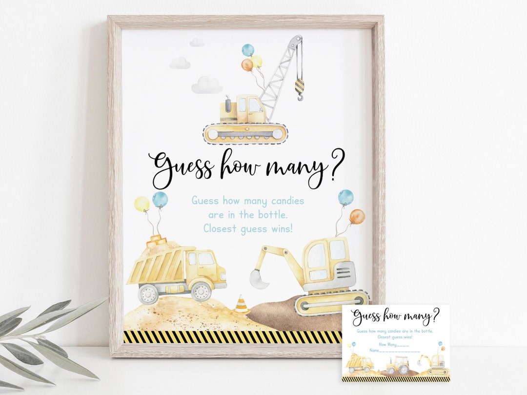 Construction Truck Guess How Many Game Construction Baby Shower Dump ...