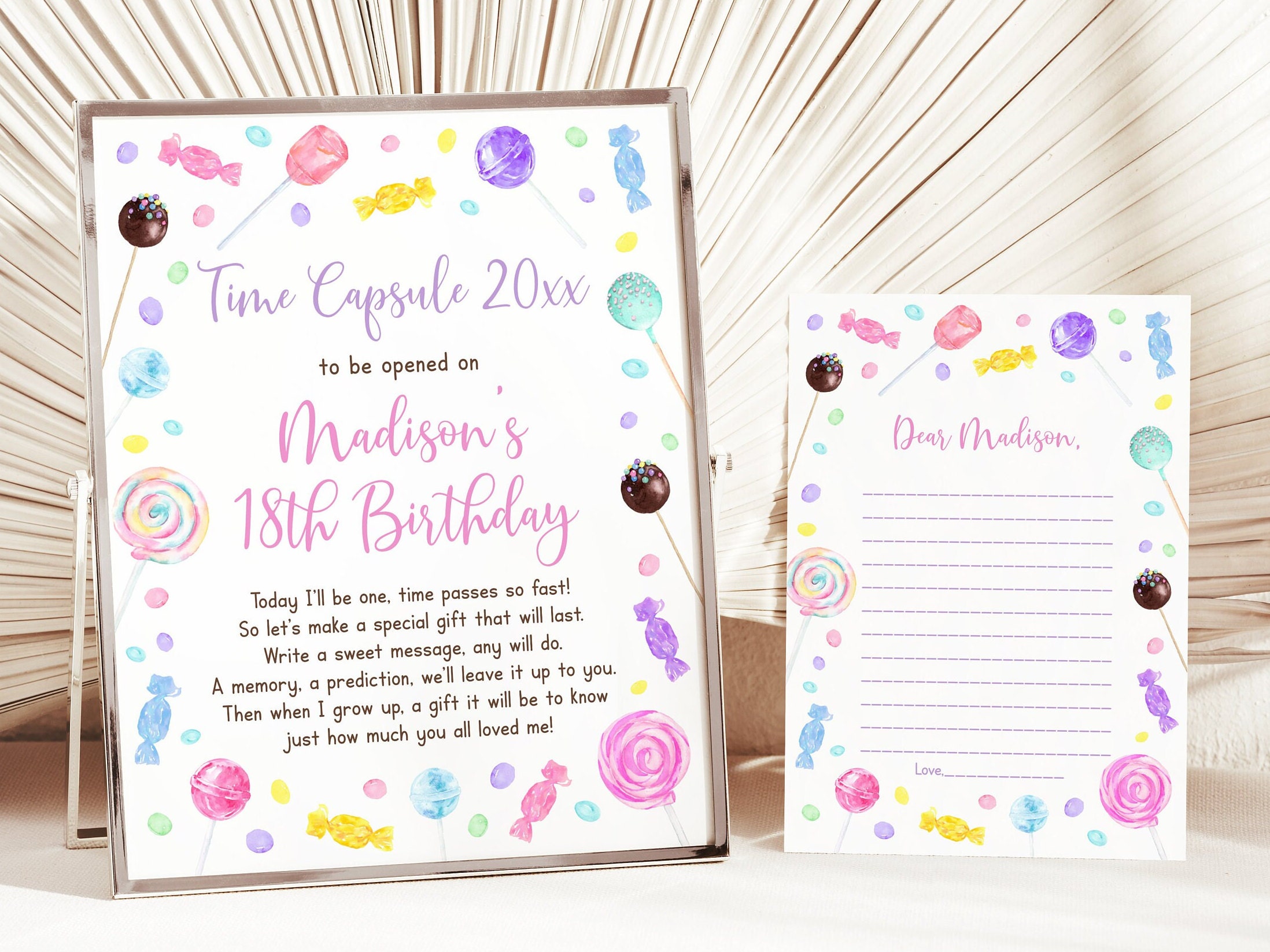 Editable Sweet Shop Candy Birthday Time Capsule Sweet Shop First ...