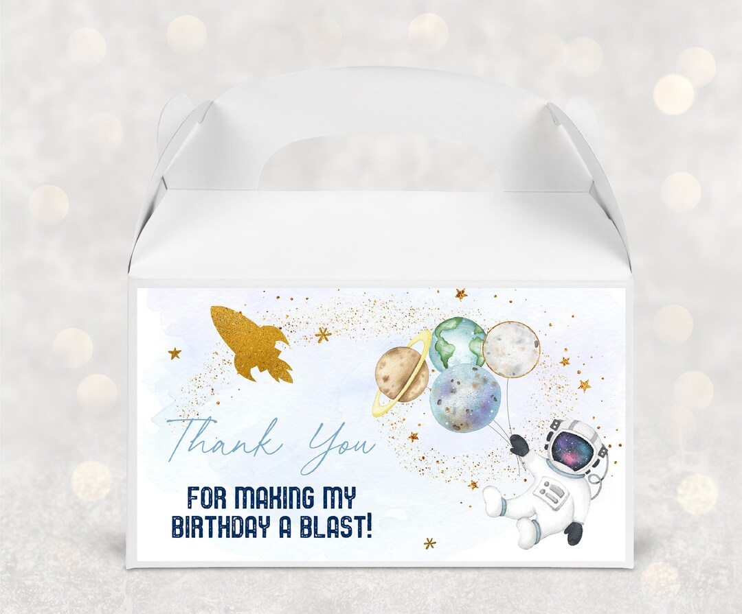 Editable Astronaut Space Birthday Favor Box Label Gable Box - Etsy