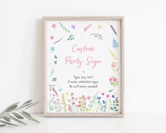Editable Wildflower Birthday Sign Party Sign Little Wildflower Birthday ...