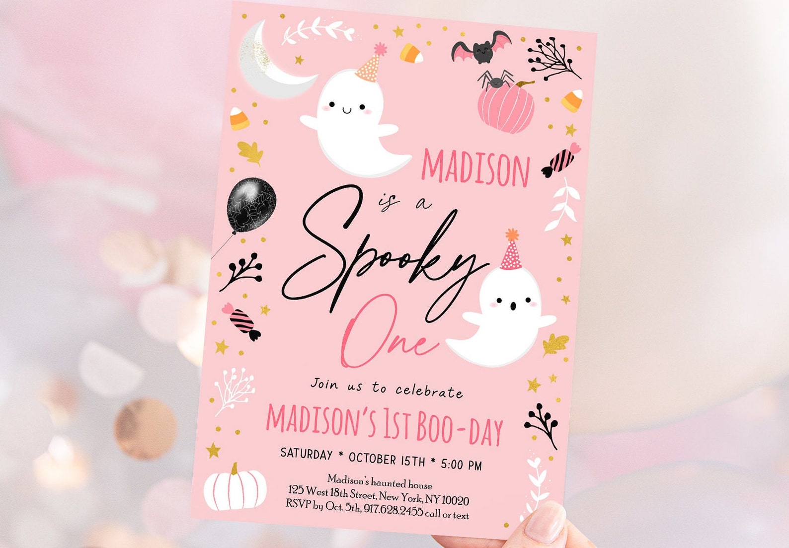 Editable Spooky One Ghost Birthday Invitation Halloween Ghost - Etsy