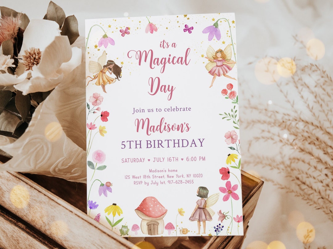 Editable Fairy Magical Day Birthday Invitation Fairy Garden - Etsy
