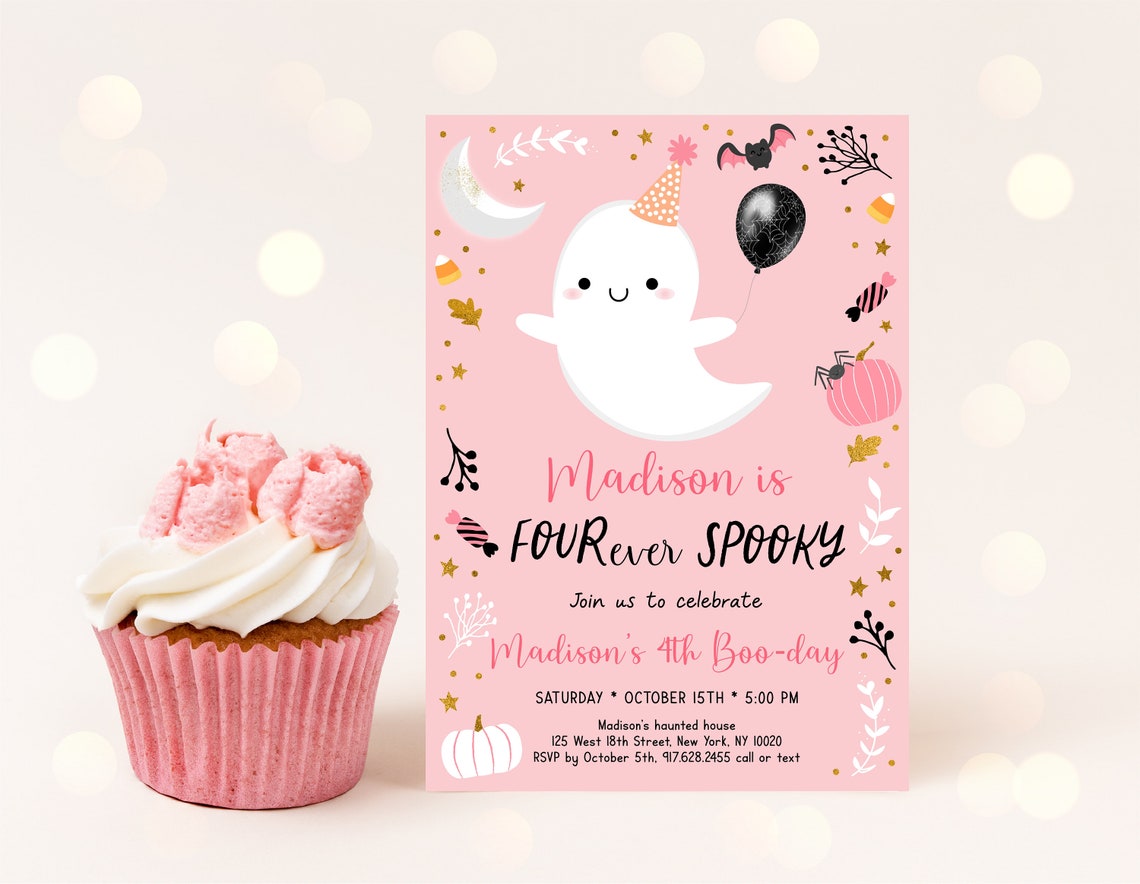 Editable Fourever Spooky Ghost Birthday Invitation Halloween - Etsy