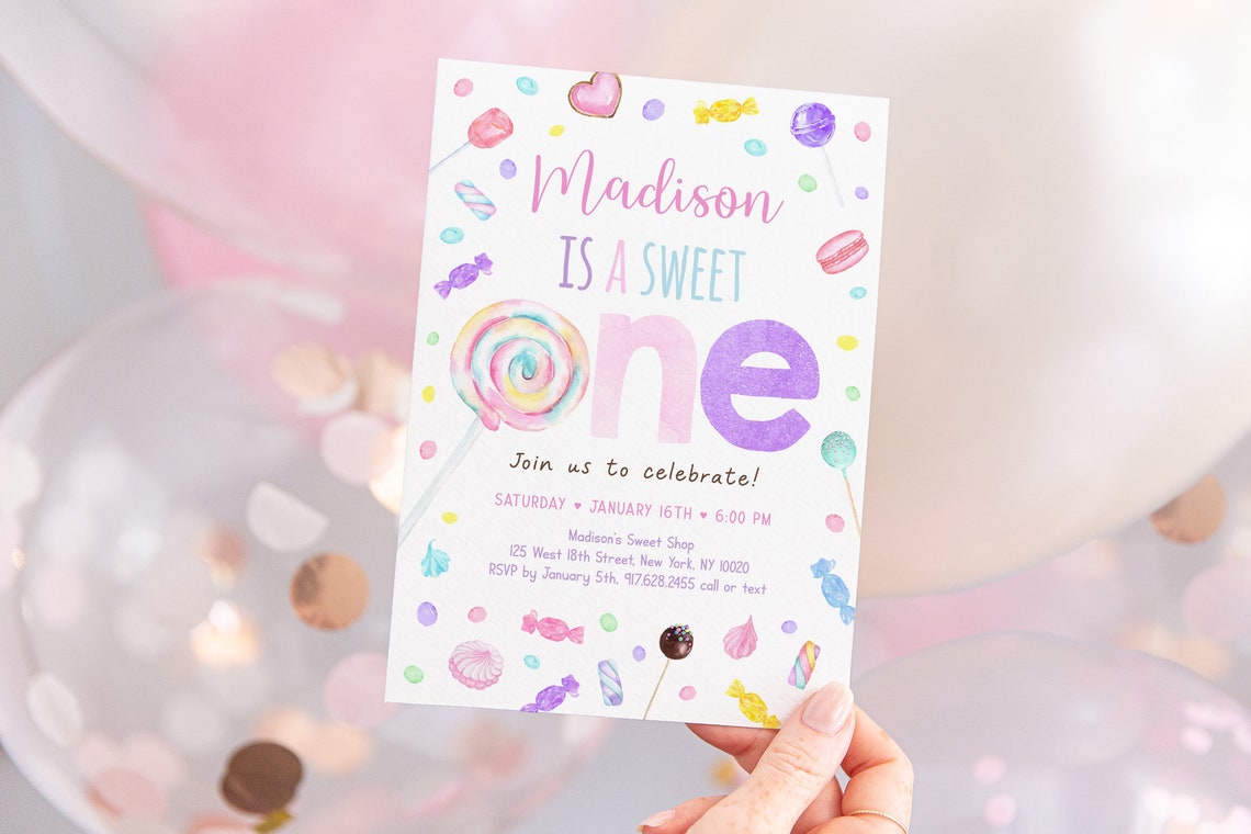 Editable Sweet One Birthday Invitation Sweet One Birthday - Etsy
