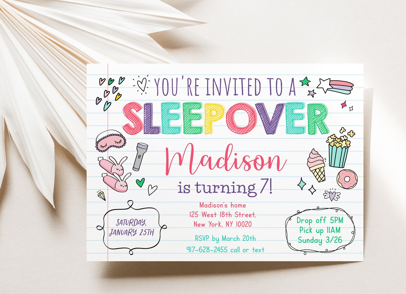 Editable Sleepover Birthday Invitation Sleepover Party Slumber - Etsy