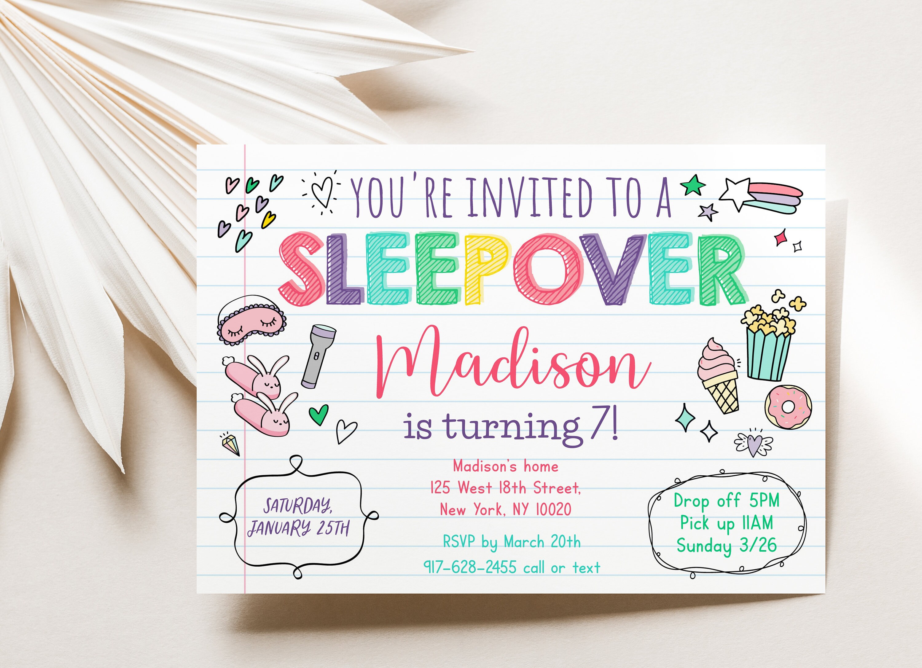 Editable Sleepover Birthday Invitation Sleepover Party Slumber - Etsy