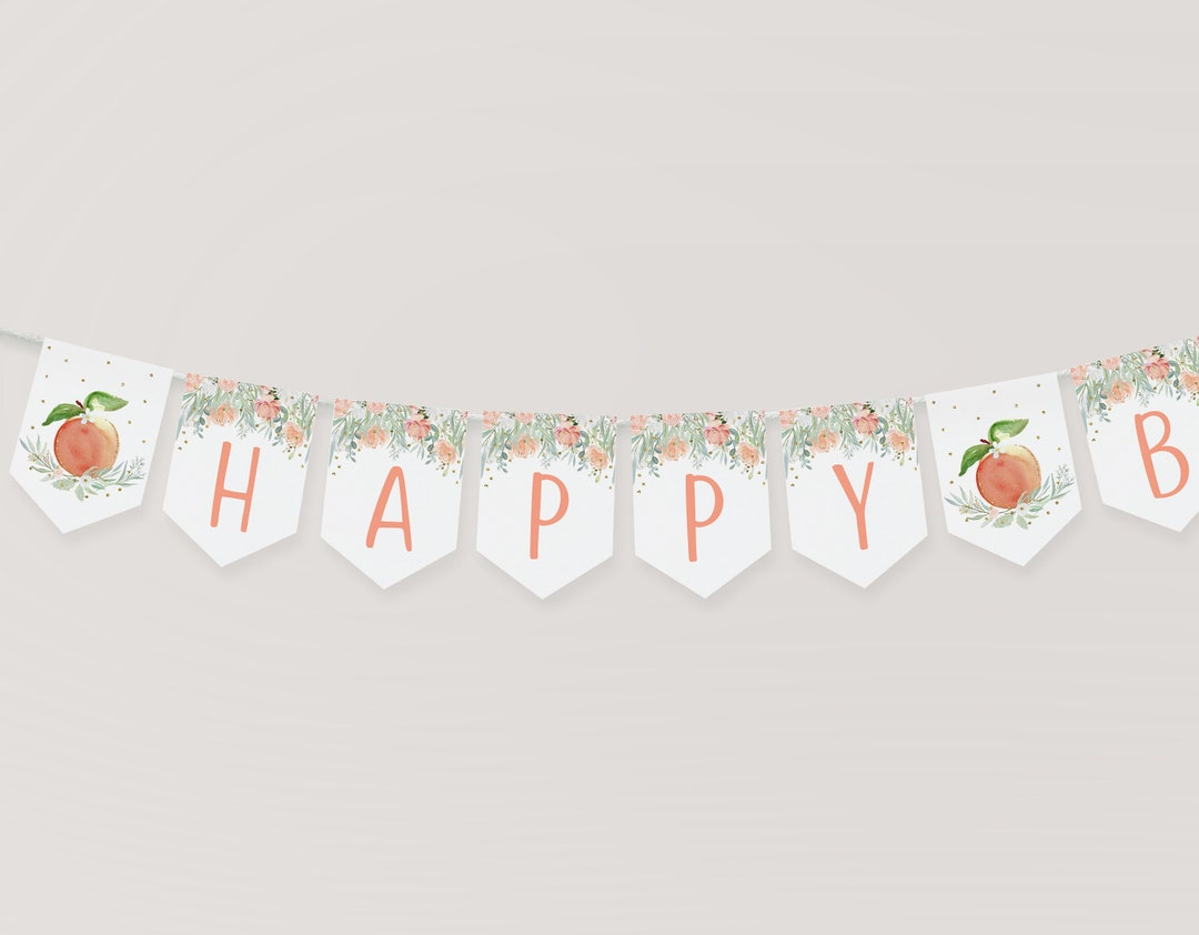 Editable Peach Birthday Banner Sweet as A Peach First Birthday Banner ...