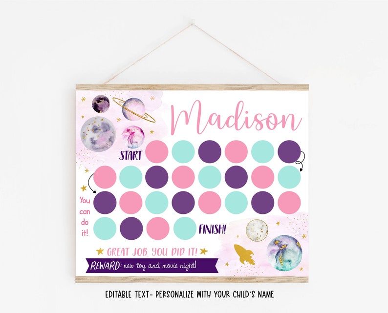 Editable Space Reward Chart Galaxy Planets Sticker Chart - Etsy