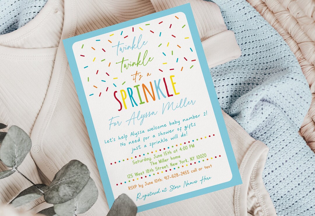 Editable Blue Baby Sprinkle Invitation Twinkle Sprinkle Baby - Etsy