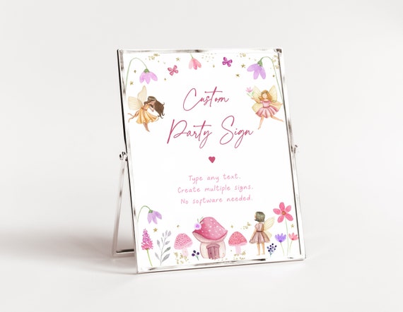 Editable Fairy First Birthday Party Sign Fairy Garden Birthday Fairy ...