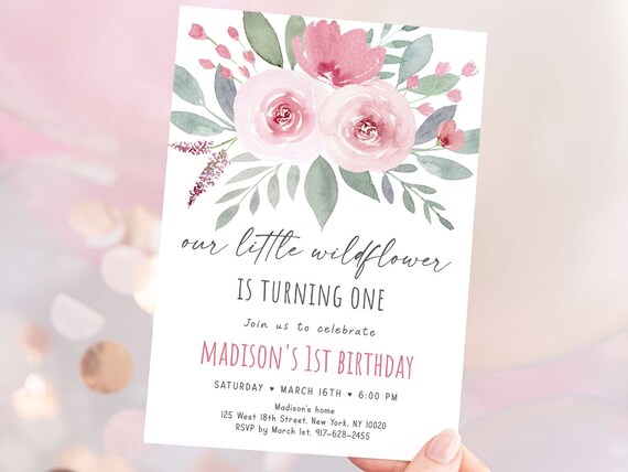Editable Wildflower Birthday Invitation Little Wildflower Birthday ...